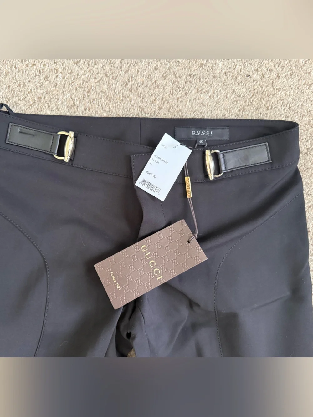 Gucci | Pants & Jumpsuits | Gucci Black Dress Pants With Gold Logo Tabs ...